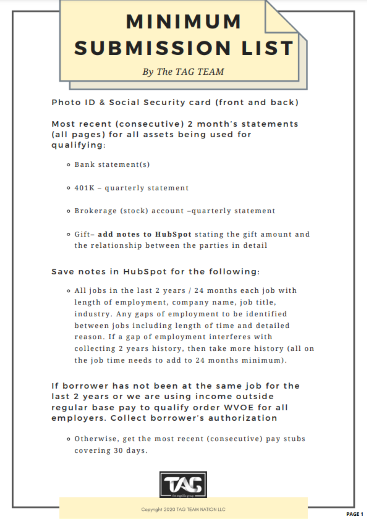 Minimum Submission List by the Tag Team- Ebook by The TAG TEAM