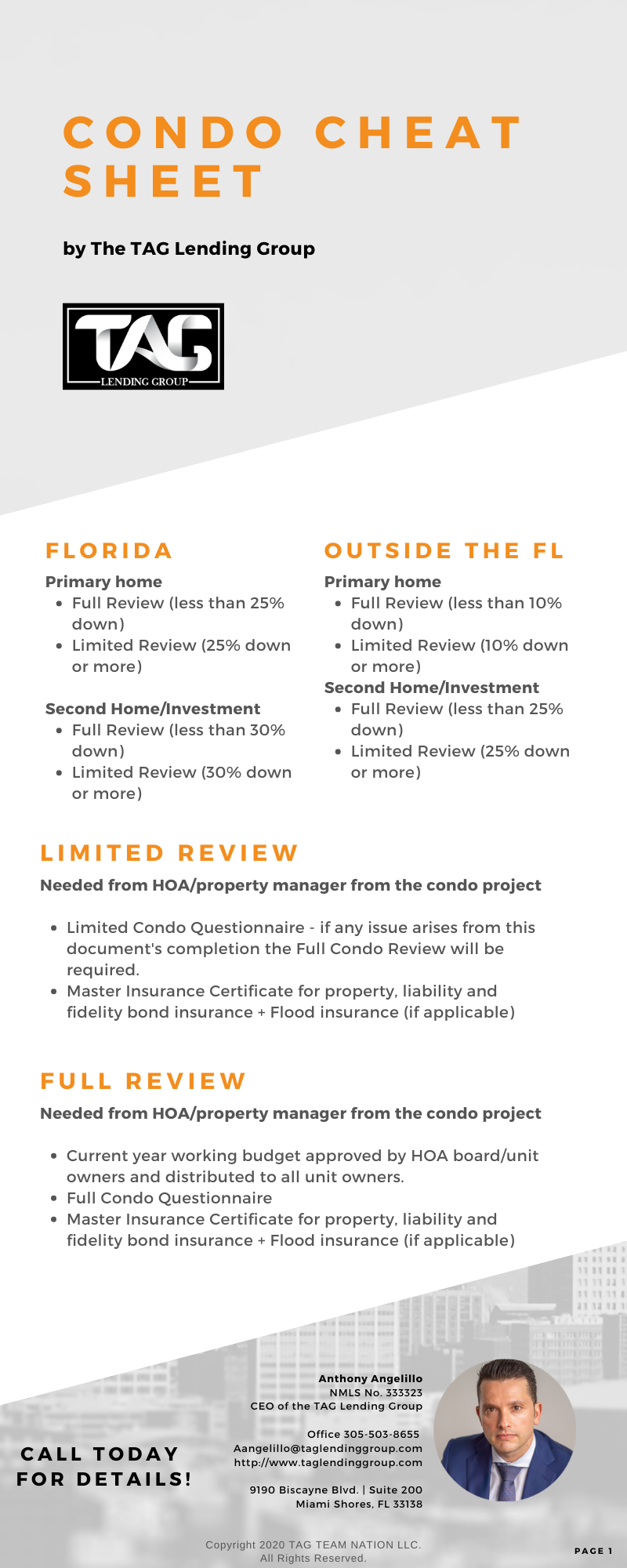 Condo Cheat Sheet-Infographic Ebook by The TAG TEAM